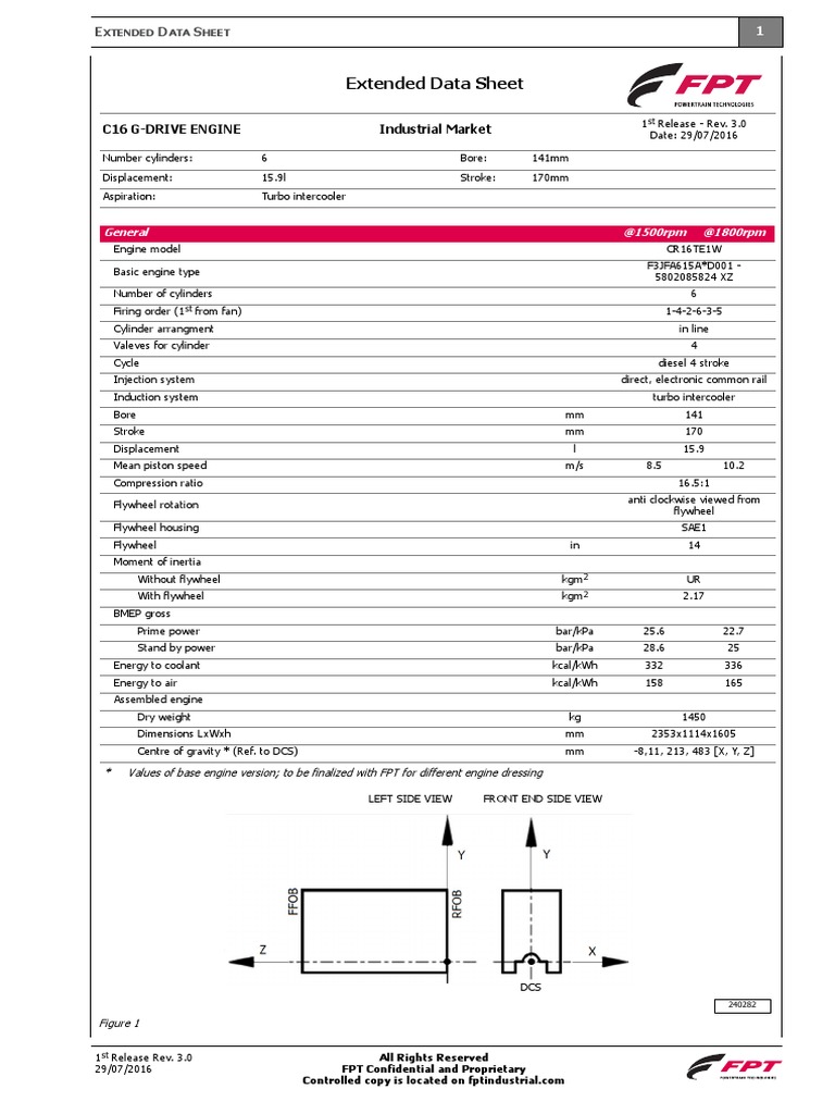 Extended Data Sheet for C16 G-DRIVE Industrial Engine | PDF ...