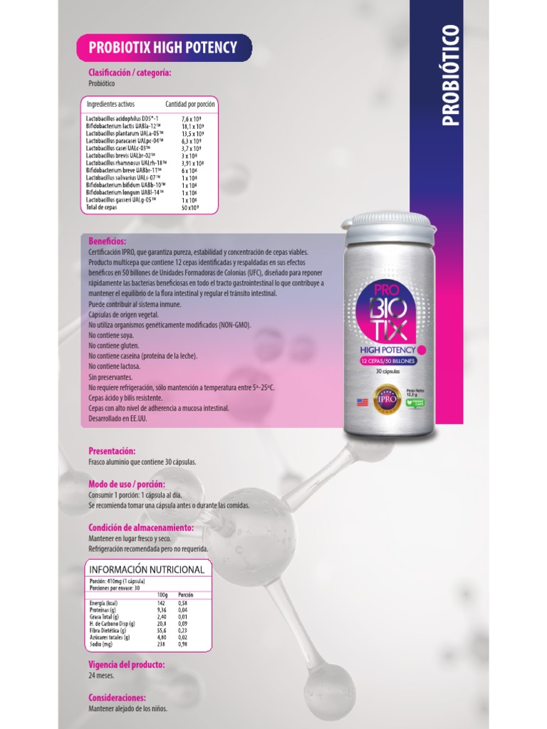 Ficha Probiotix High Potency | PDF