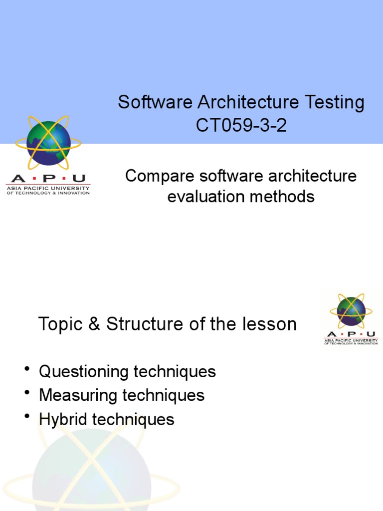 Week 13 - Compare Software Architecture Evaluation Methods | PDF | Software Architecture | System