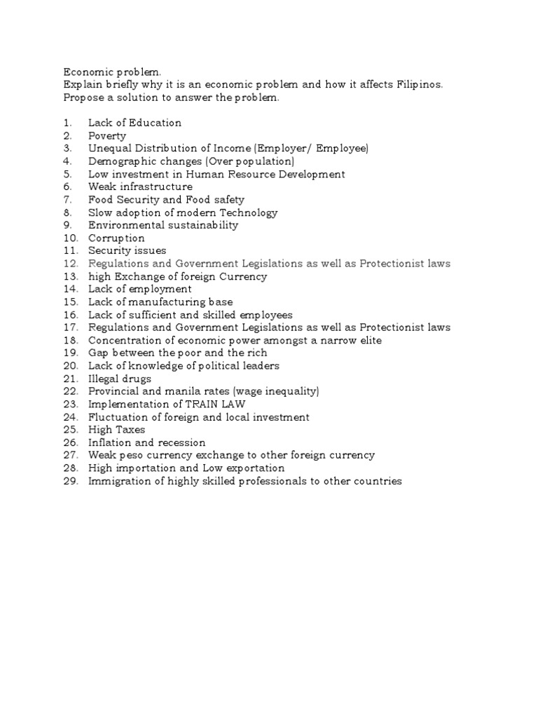 PETA Economic Problems | PDF | Resource | Employment