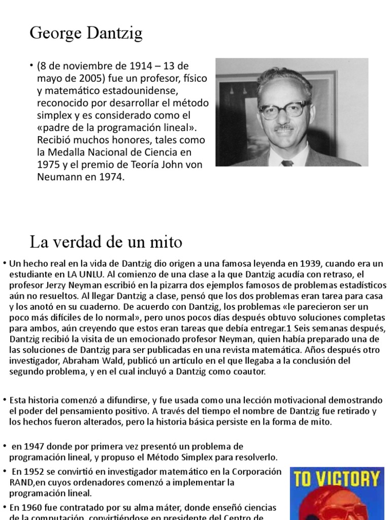 George Dantzig y La Importancia Del Metodo Simplex | PDF | Matemáticas ...