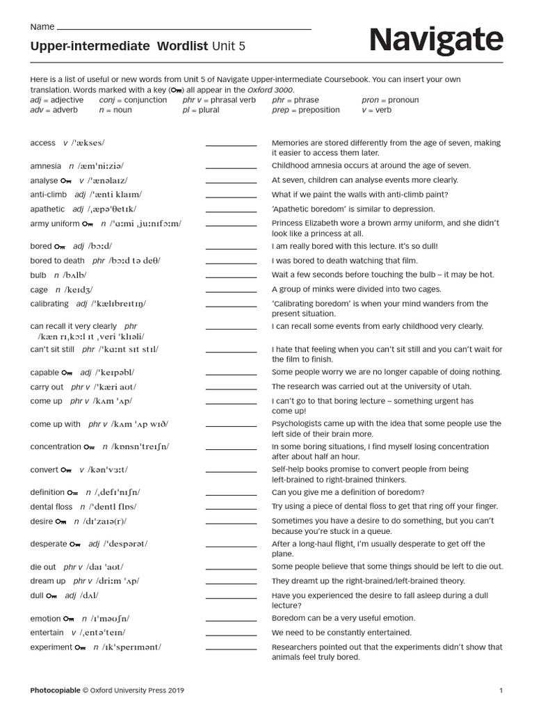 Upper-Intermediate Wordlist Unit 5 | PDF | Verb | Linguistic Morphology