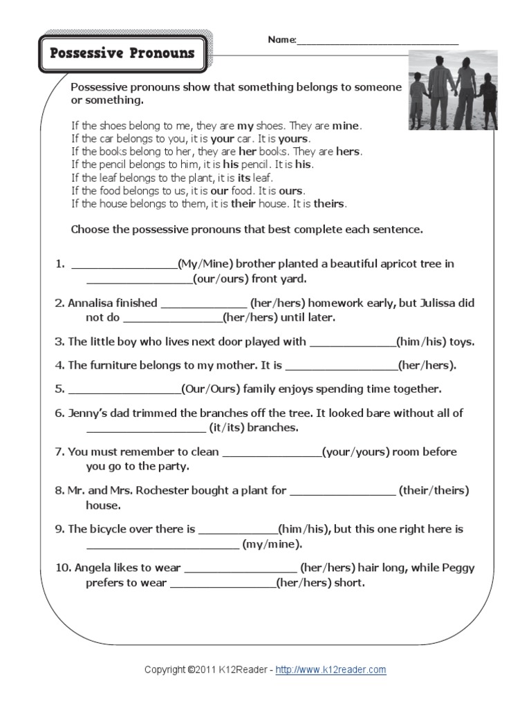 Possessive Pronouns - Pronoun Worksheets | PDF | Language Arts ...