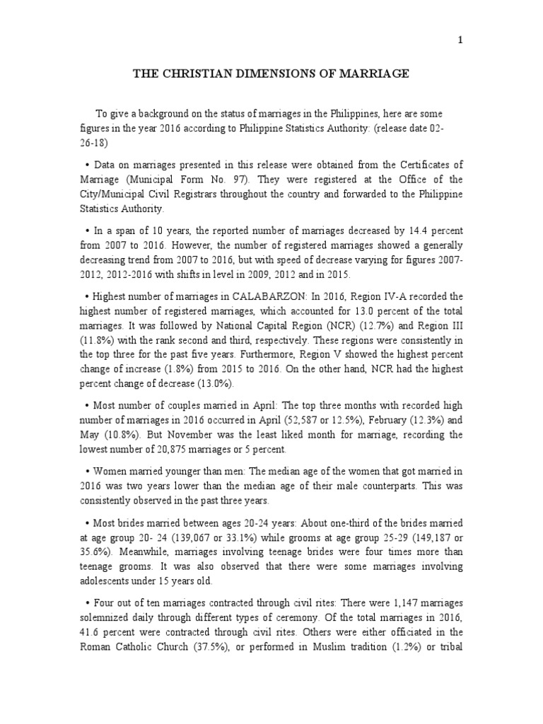 The Christian Dimensions of Marriage | PDF | Catholic Church | Marriage