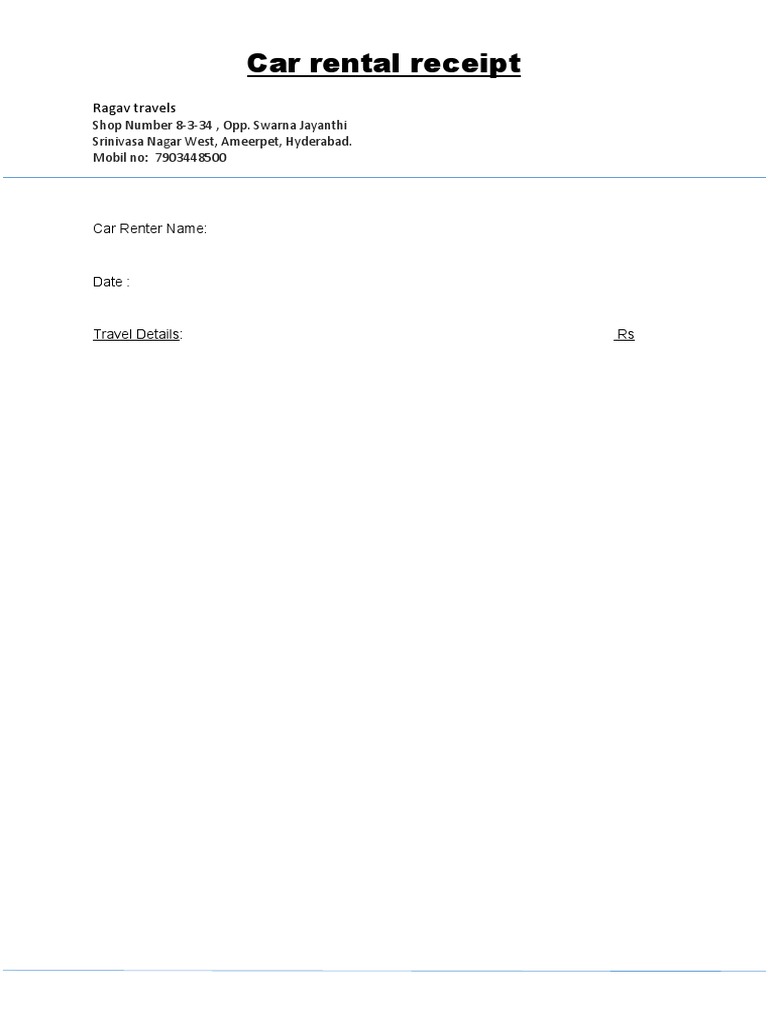 Car Rental Recipt | PDF