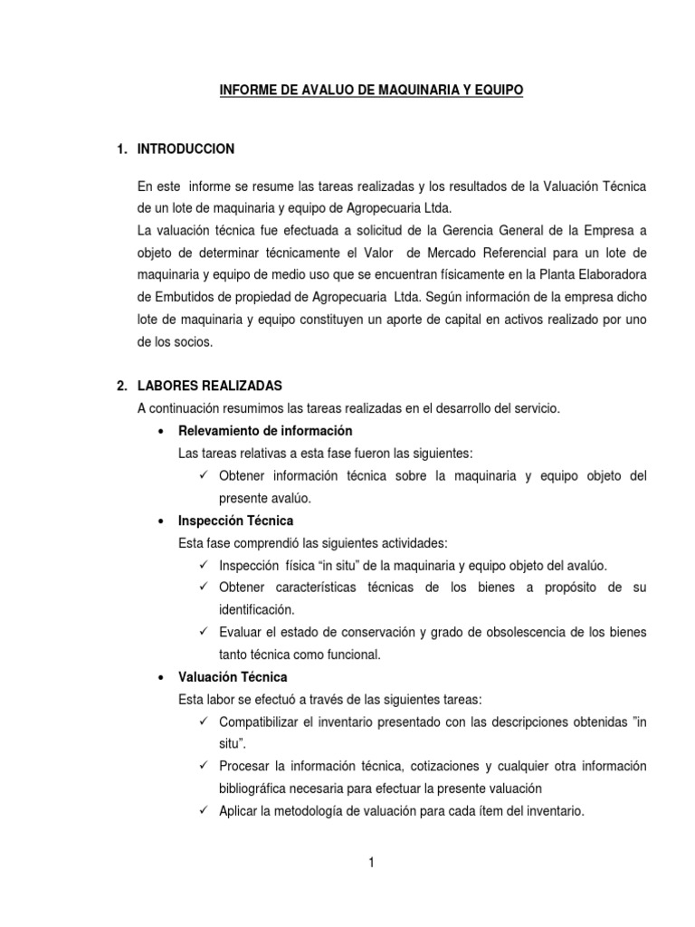 Informe de Avaluo PDF | PDF | Valoración (Finanzas) | Economía Financiera