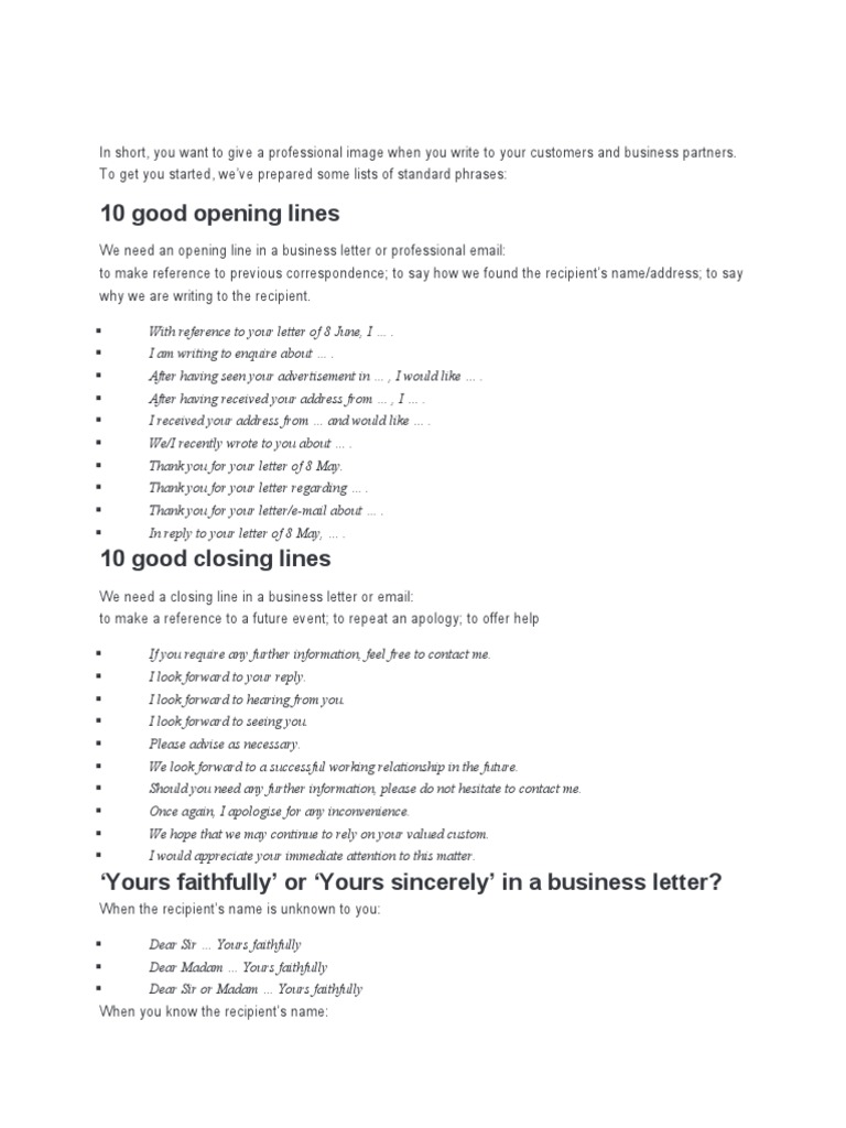 10 Good Opening Lines | PDF