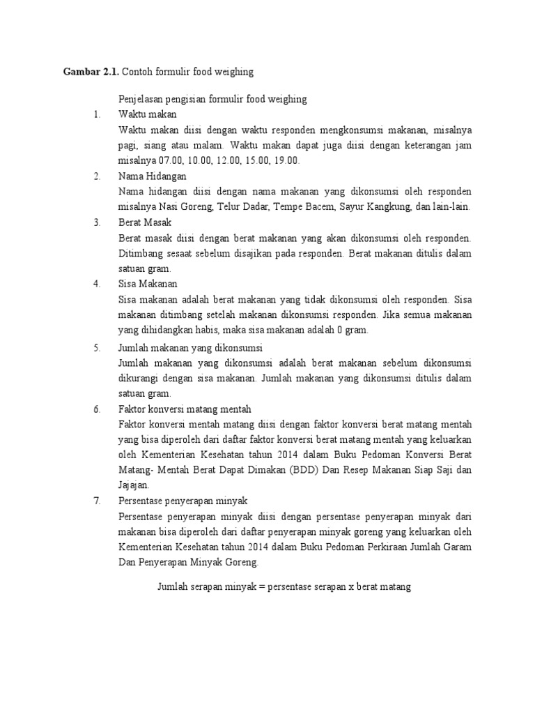Contoh Pengisian FOOD W. | PDF