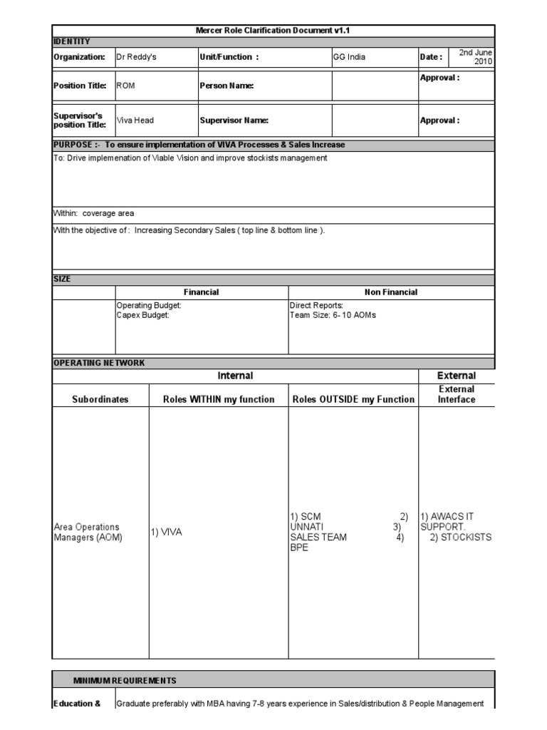 Role Clarification ROM | PDF | Business | Computing