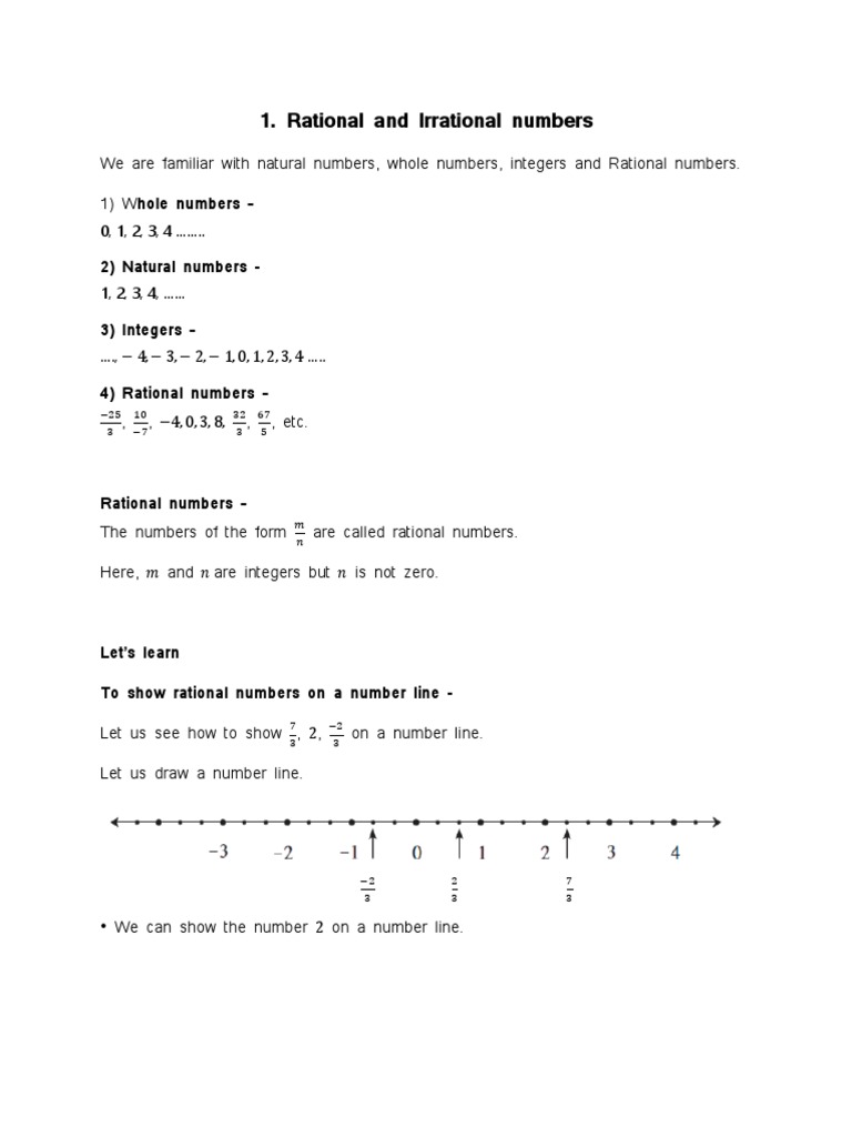 Representing Irrational Numbers on a Number Line | PDF | Fraction ...