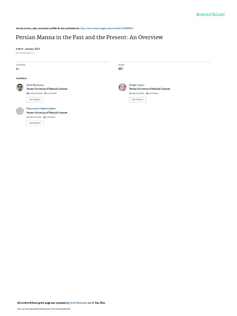 Persian Manna in The Past and The Present: An Overview: January 2013 ...