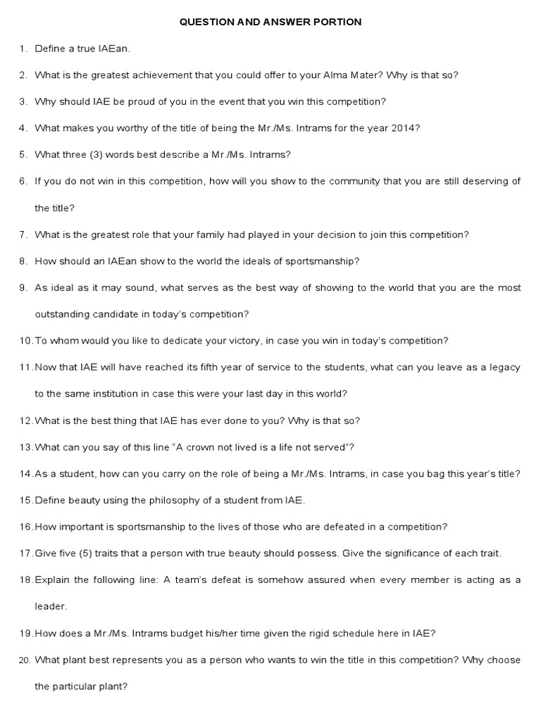MR and Ms Intrams Questions | PDF