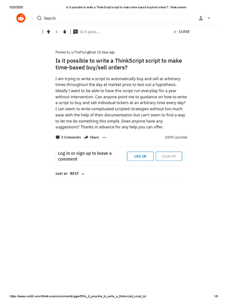 Is It Possible To Write A ThinkScript Script To Make Time-Based Buy ...