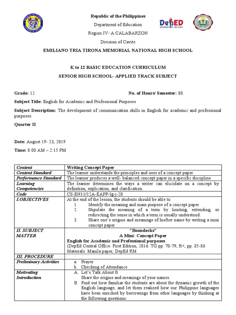 Content Content Standard Performance Standard Learning Competencies ...
