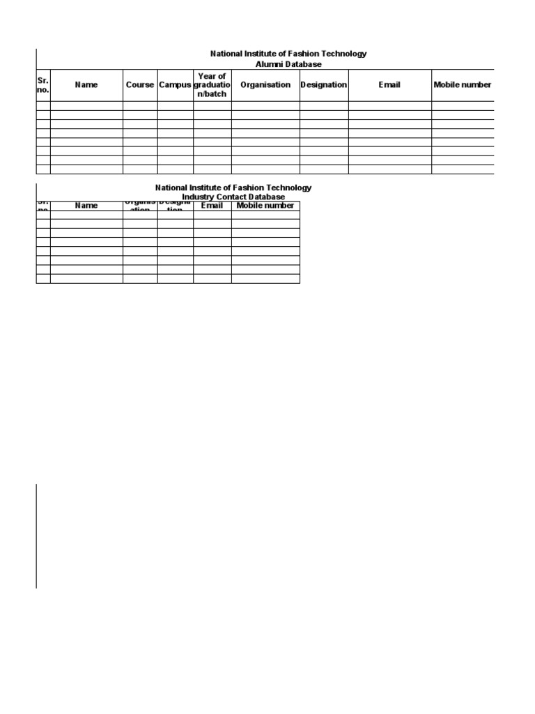 Format For Alumni Industry Database | PDF