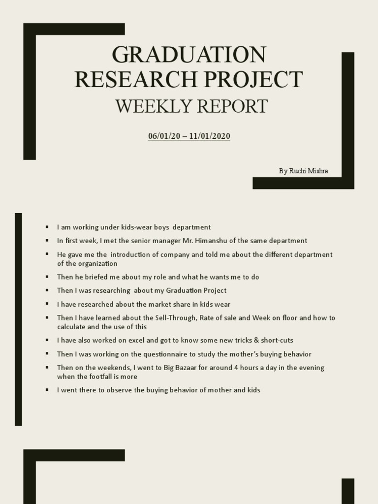 Graduation Research Project: Weekly Report | PDF