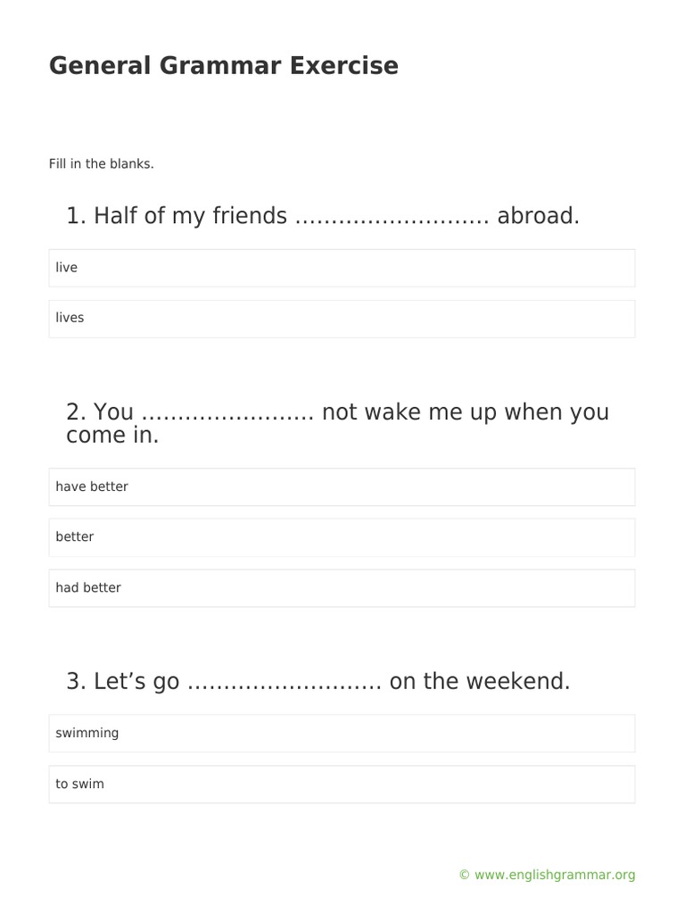 General Grammar Exercise | PDF