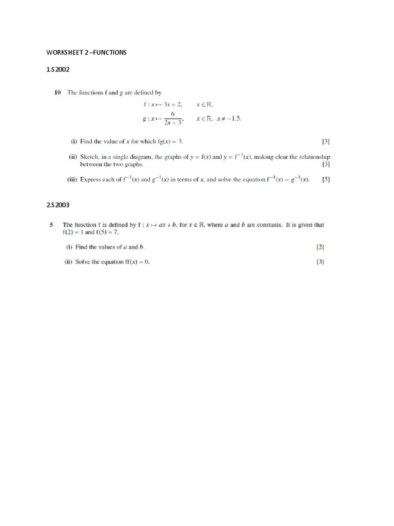 Worksheet 2 Functions | PDF | Technology & Engineering