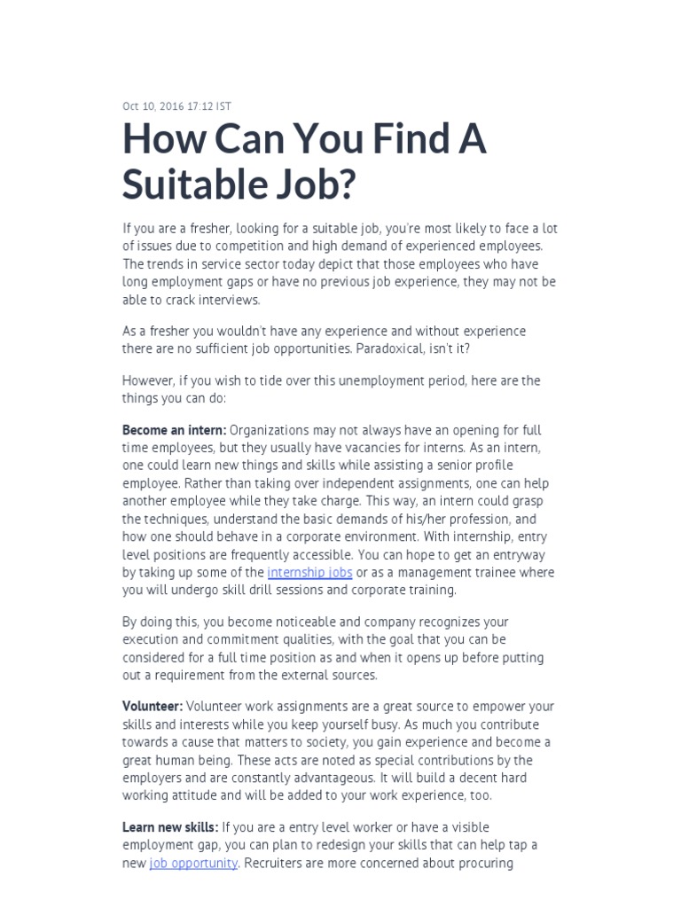 Job Search Tips for Freshers | PDF | Internship | Job Hunting
