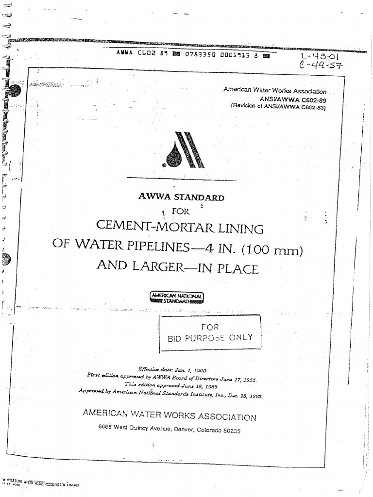 Awwa c602 | PDF