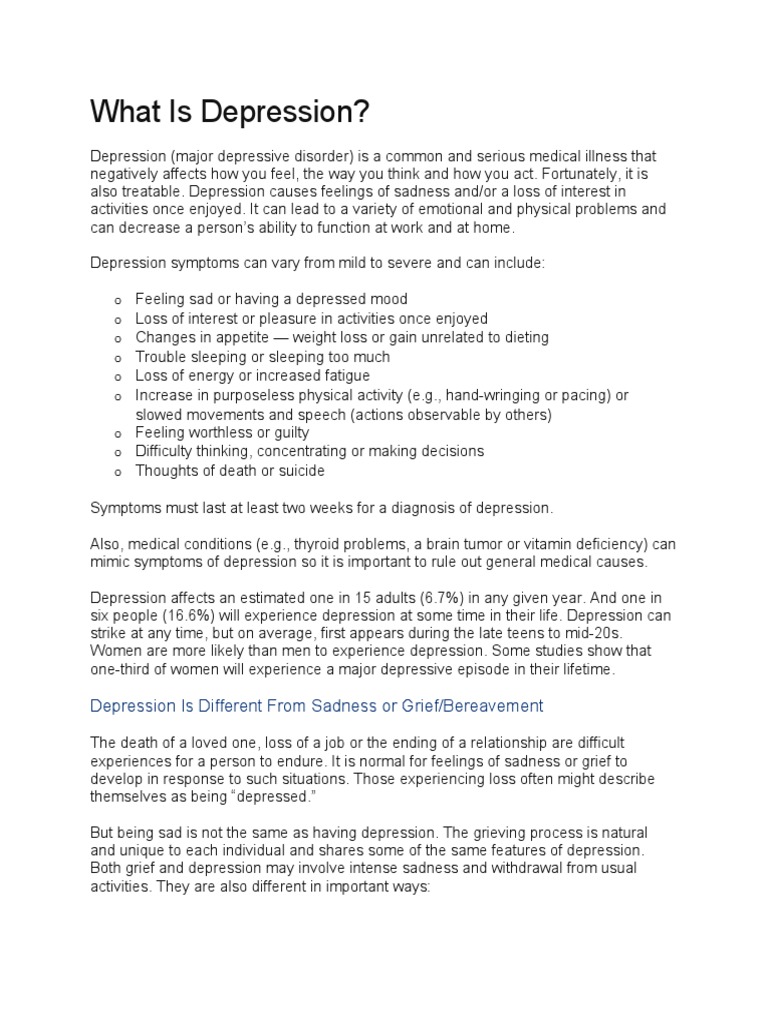 What Is Depression | PDF | Major Depressive Disorder | Mood Disorders