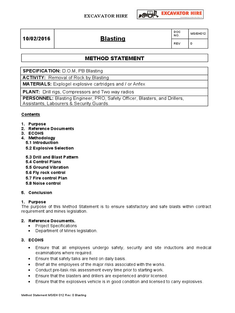 Blasting: Assistants, Labourers & Security Guards | PDF | Nature