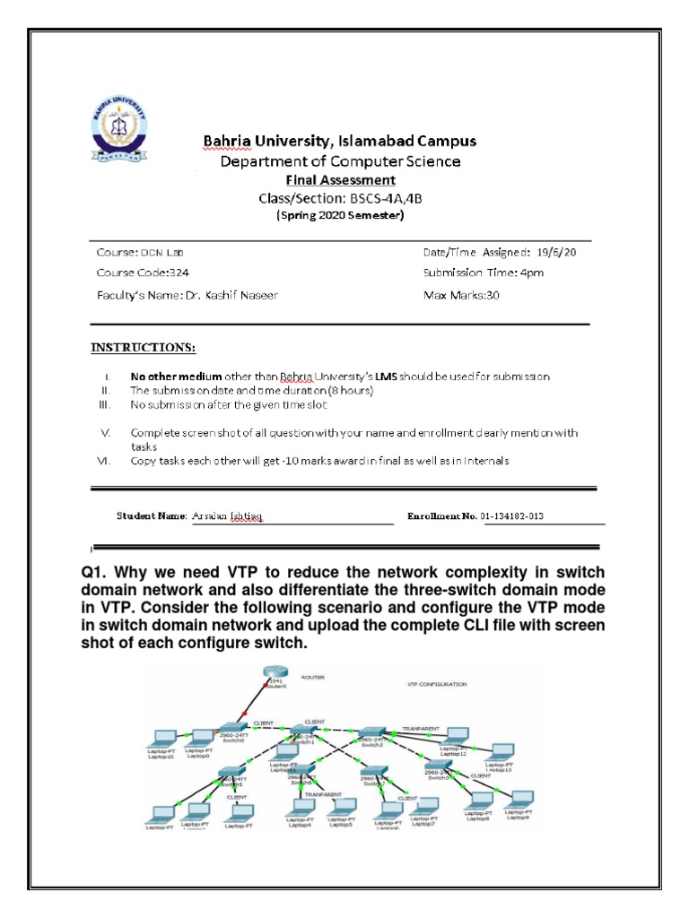 DCN Lab Final Paper | PDF | Computer Network | Router (Computing)