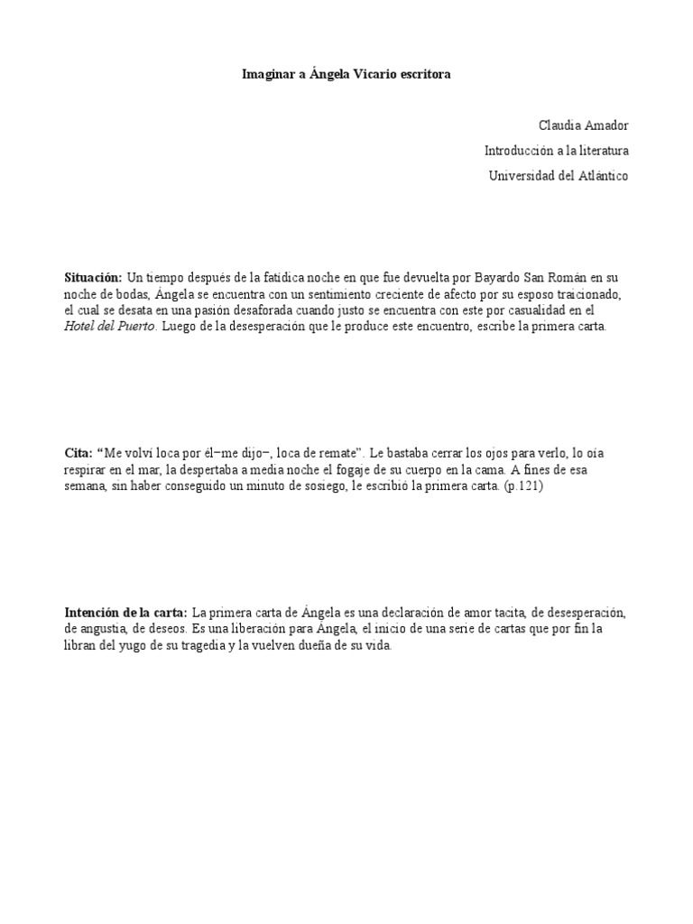 Ángela Vicario: Cartas de Amor y Redención | PDF