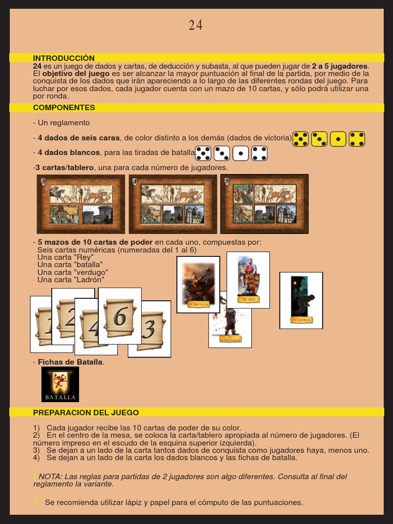 Reglamento Juego de Mesa "24" | PDF | Juego de azar | Juegos de mesa