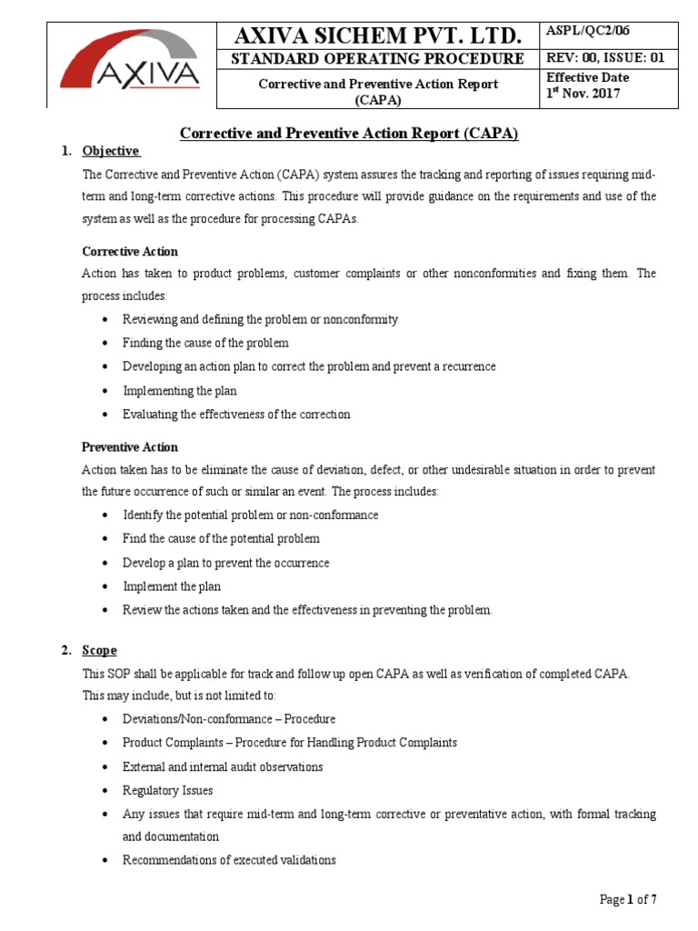 SOP (CAPA).docx | Business | Science