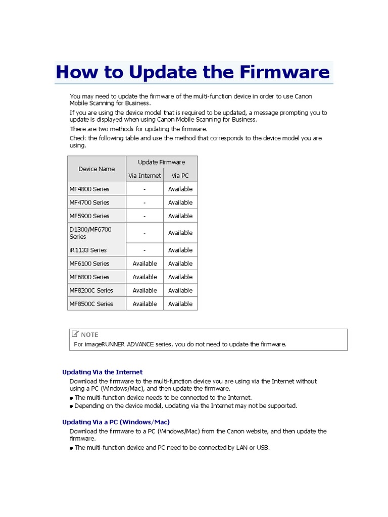 Canon Multi-Function Device Firmware Update | PDF | Microsoft Windows ...