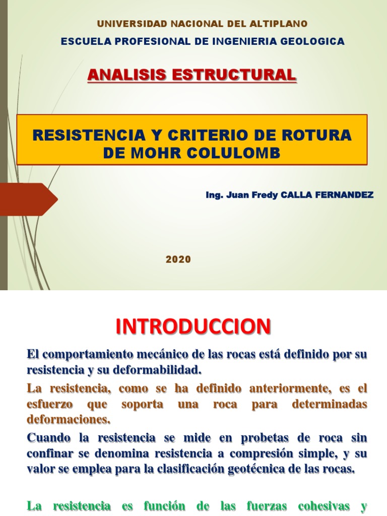 Análisis de la resistencia y criterios de rotura de las rocas mediante ...