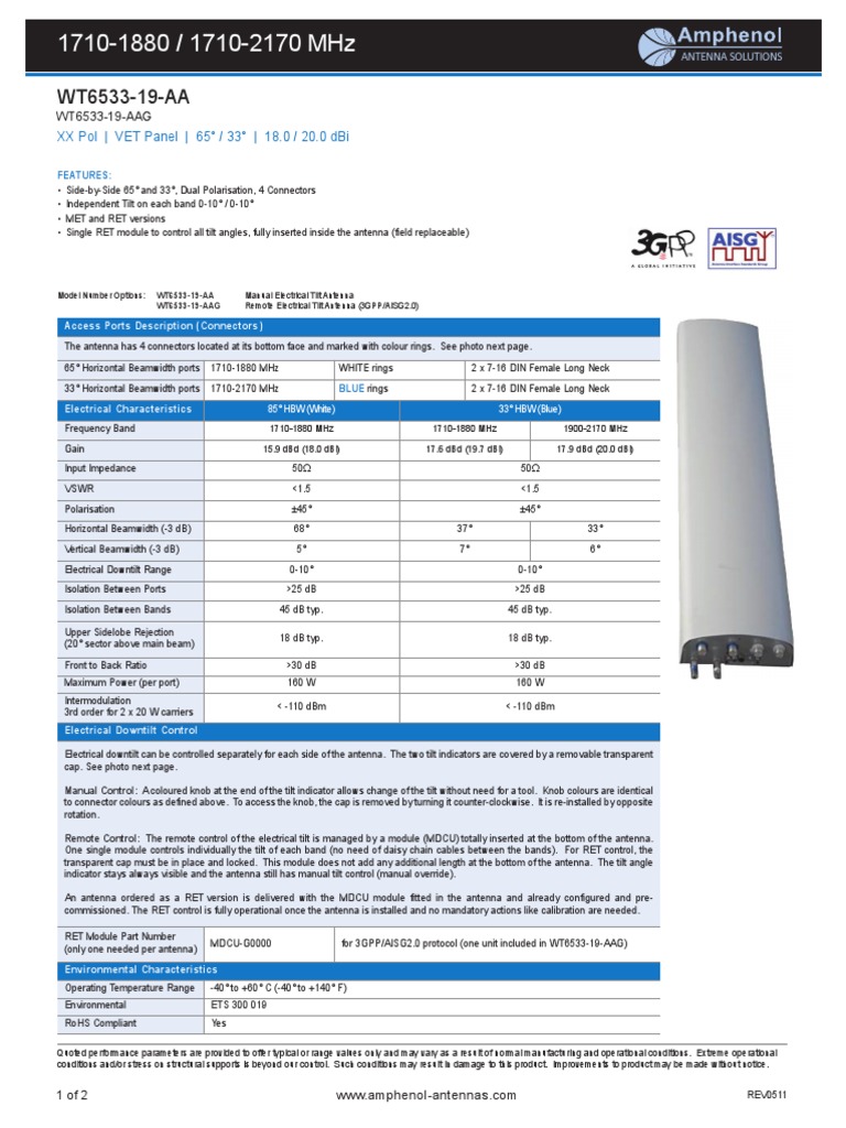 WT6533-19-AA | PDF | Antenna (Radio) | Electronics