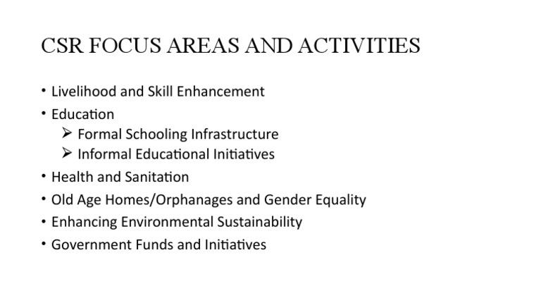 CSR Focus Areas and Activities | PDF | Wellness