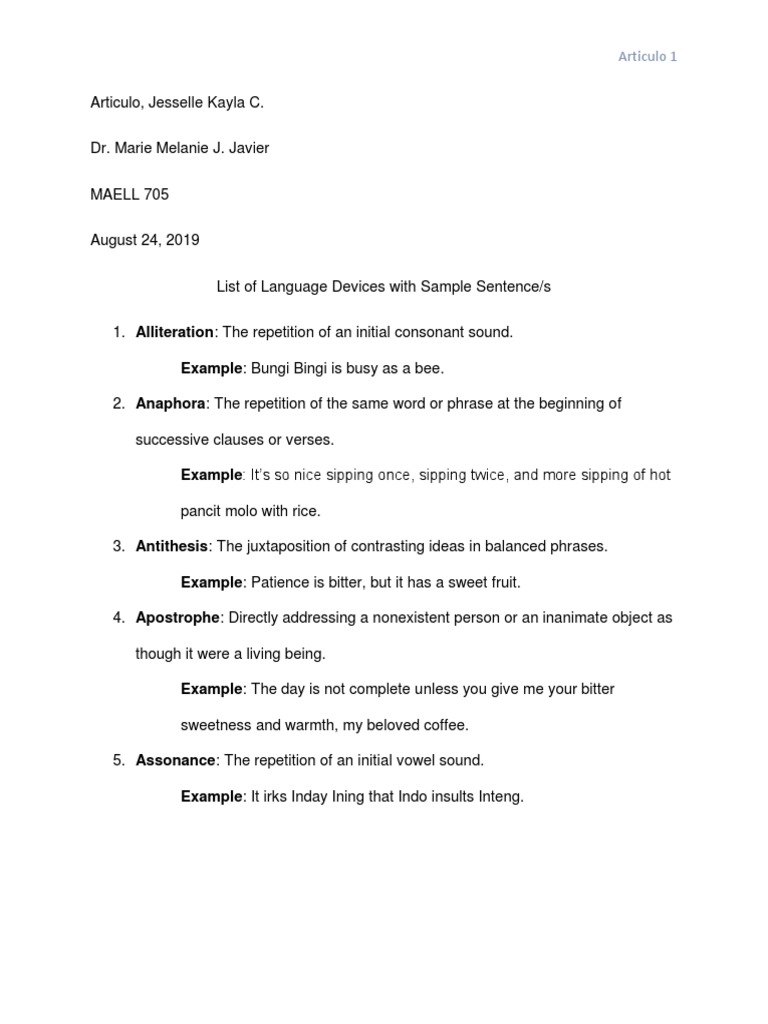 List of Language Devices | PDF | Semiotics | Poetic Devices