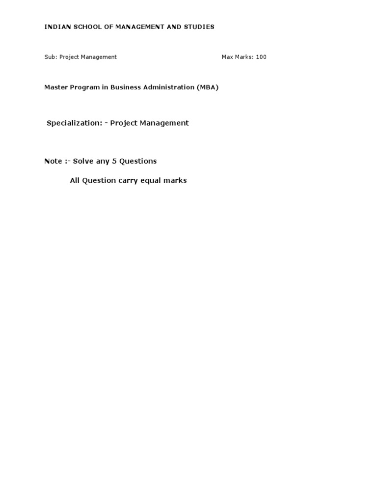 Specialization: - Project Management: Indian School of Management and ...