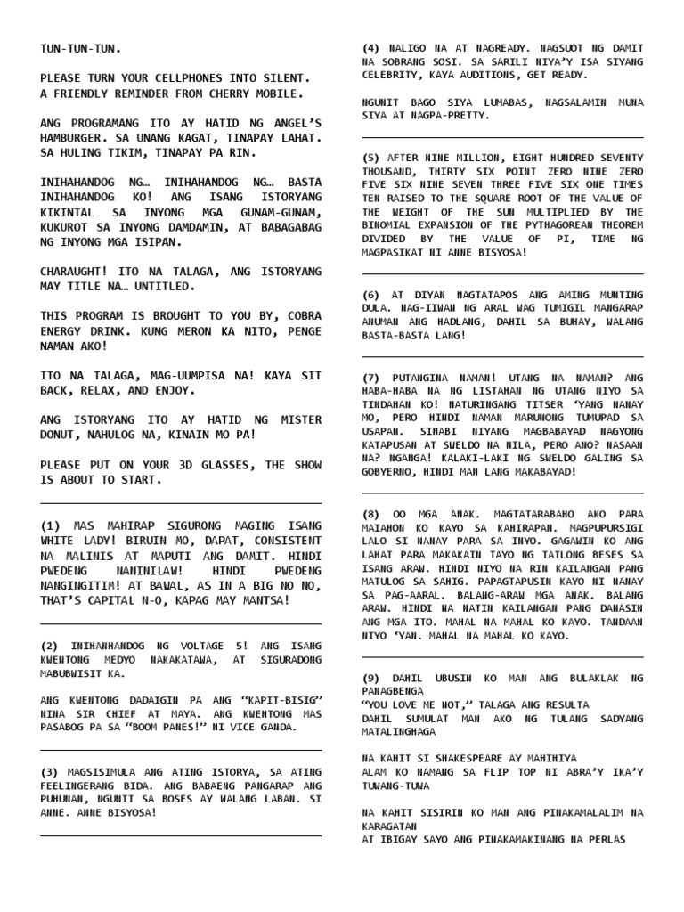 Theatrics (Screening Script) | PDF