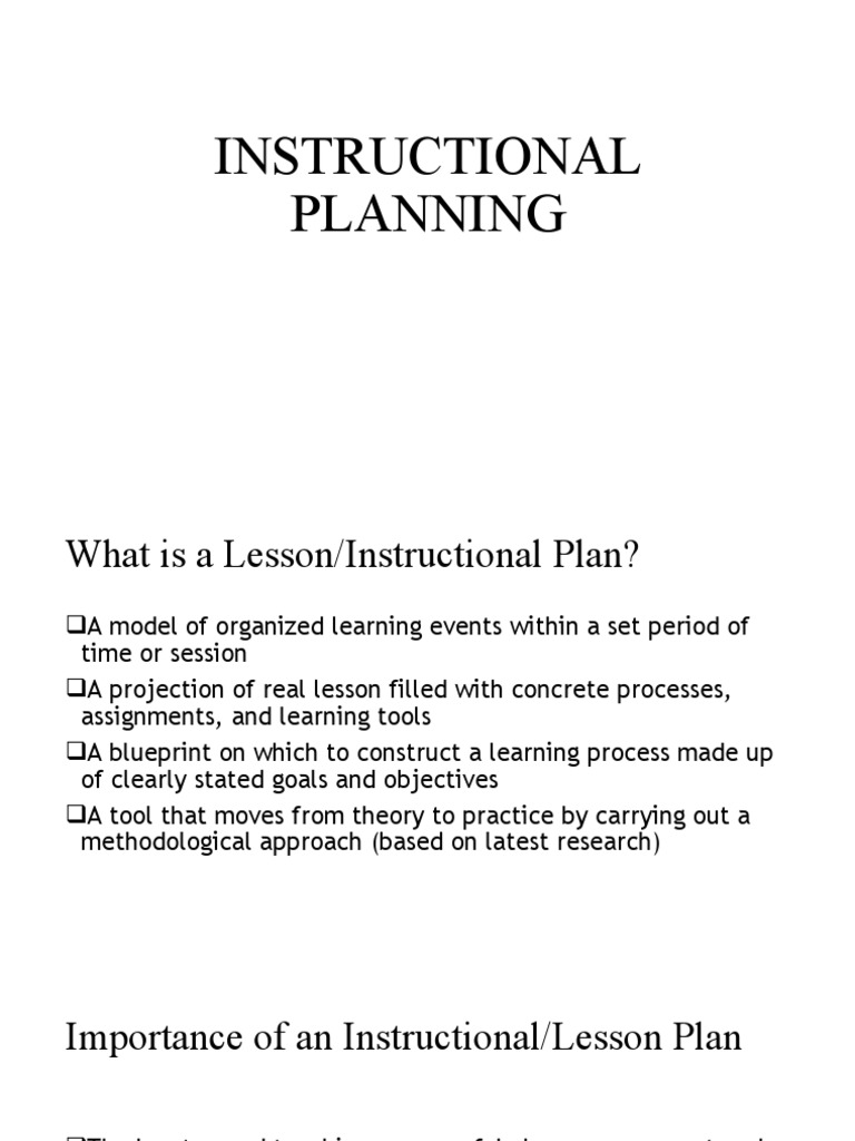 Instructional Planning | PDF | Lesson Plan | Applied Psychology