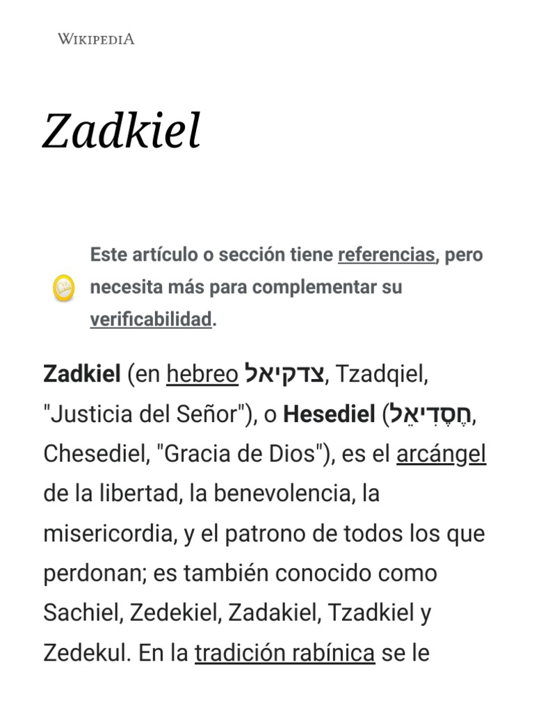 Zadkiel - Wikipedia, La Enciclopedia Libre | PDF | Teología | Creencia ...