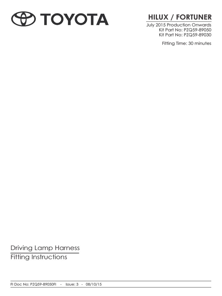 Toyota Hilux Driving Lamp Installation Guide | PDF | Electrical ...