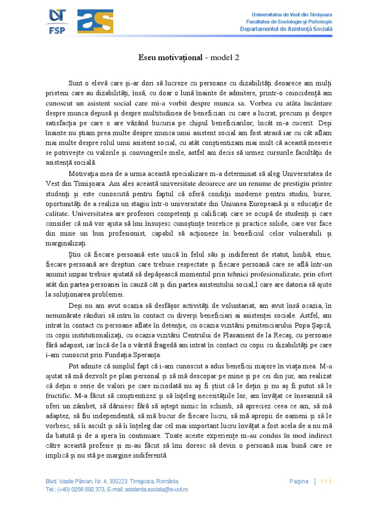 Eseu Motivational Model 2 PDF | PDF