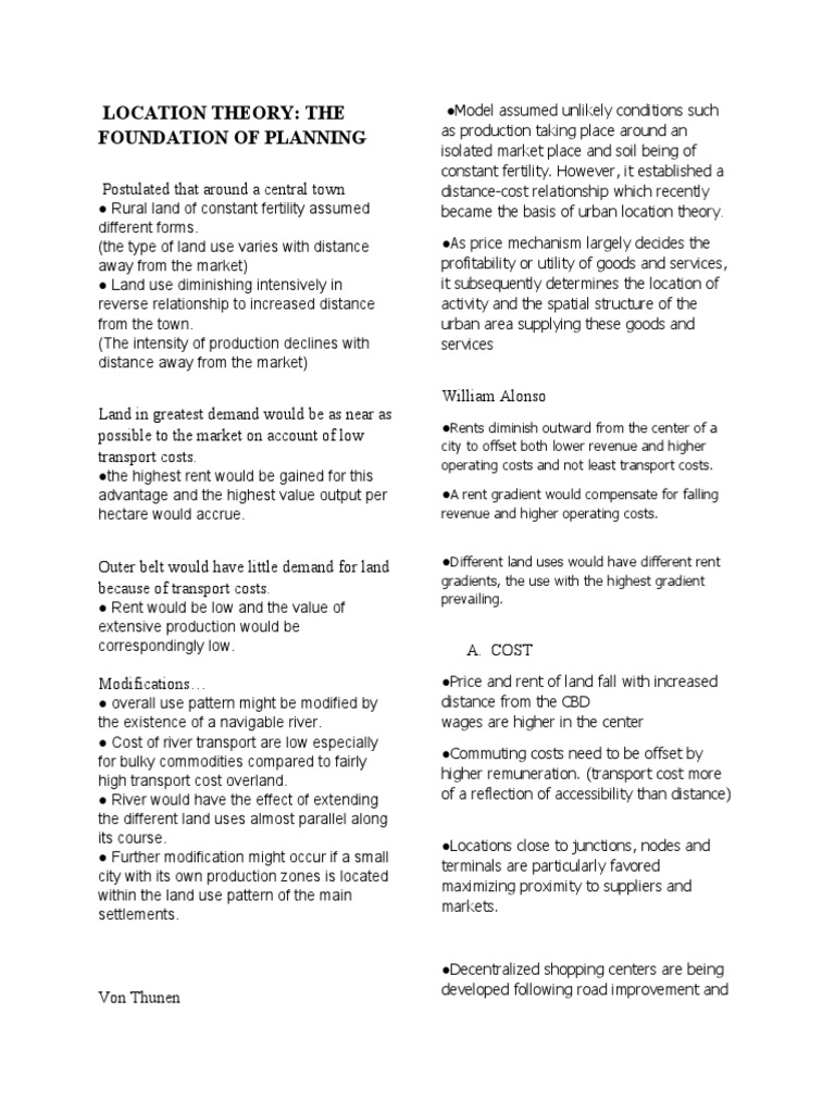 Location Theory: The Foundation of Planning | PDF | Profit (Economics ...