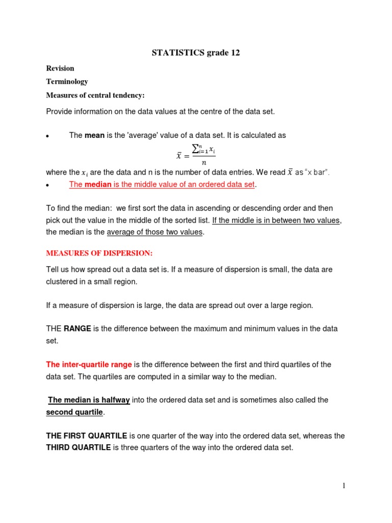 STATISTICS Grade 12 | PDF | Skewness | Quartile