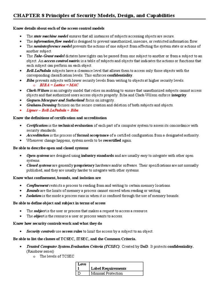CHAPTER 8 Principles of Security Models, Design and Capabilities | PDF ...
