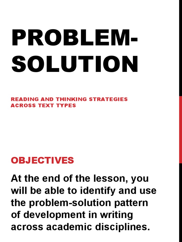 Problem-Solution: Reading and Thinking Strategies Across Text Types ...