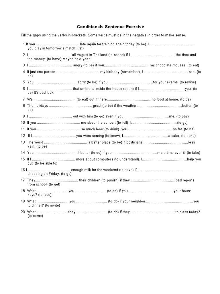 Conditional Sentence Exercise | PDF | Language Mechanics | Linguistic Typology