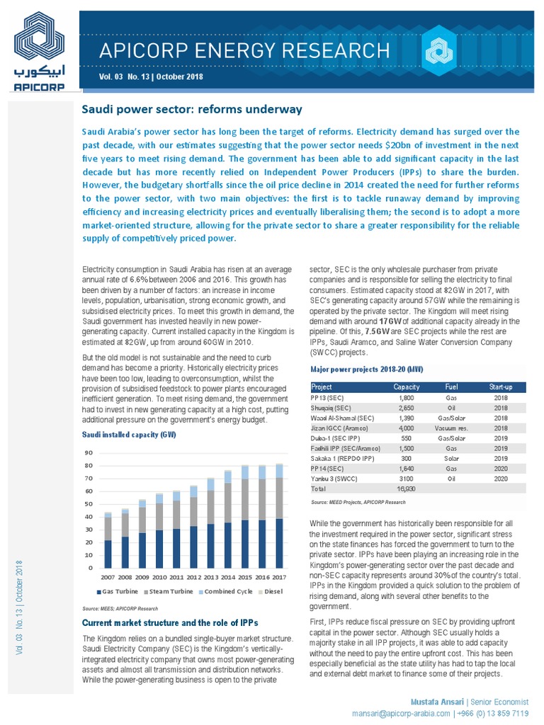 APICORP Energy Research V03 N13 2018 | PDF | Kilowatt Hour | World ...