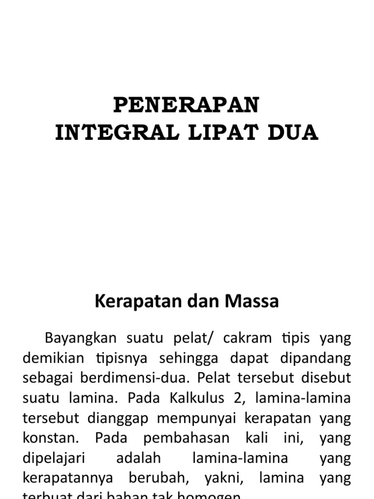 Kalkulus Multivariat I - Penerapan Integral Lipat Dua (1.5) | PDF