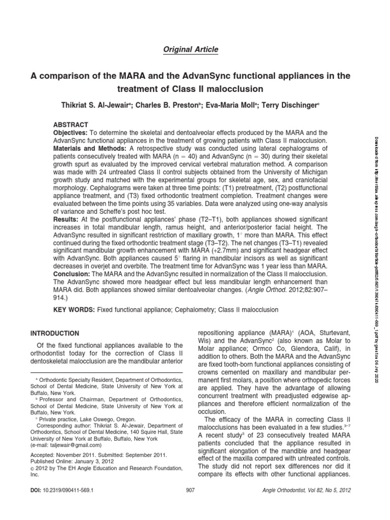 MARA Vs Advansync | PDF | Orthodontics | Dentistry Branches