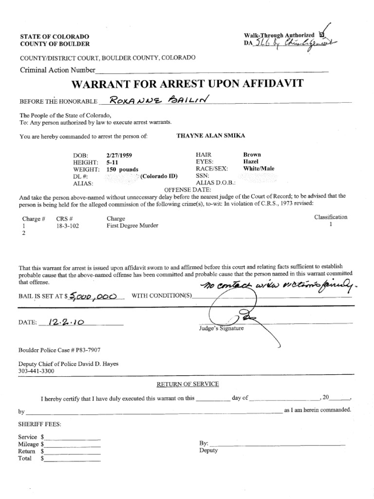 Thayne Smika Warrant | PDF | Arrest Warrant | Crime & Violence